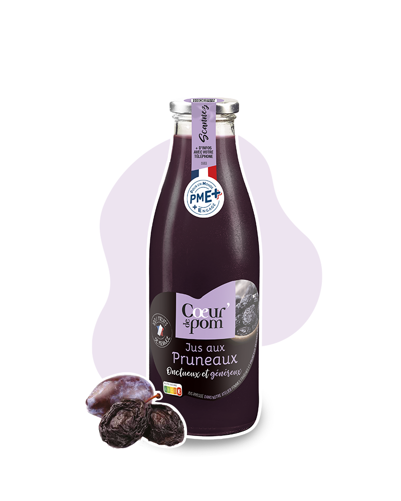 Jus de pomme pruneaux Pur jus de fruits Coeur de pom'